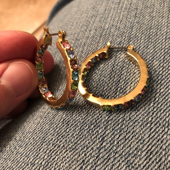 Jewelry | Beautiful Gold Colored Stone Hoops | Poshmark
